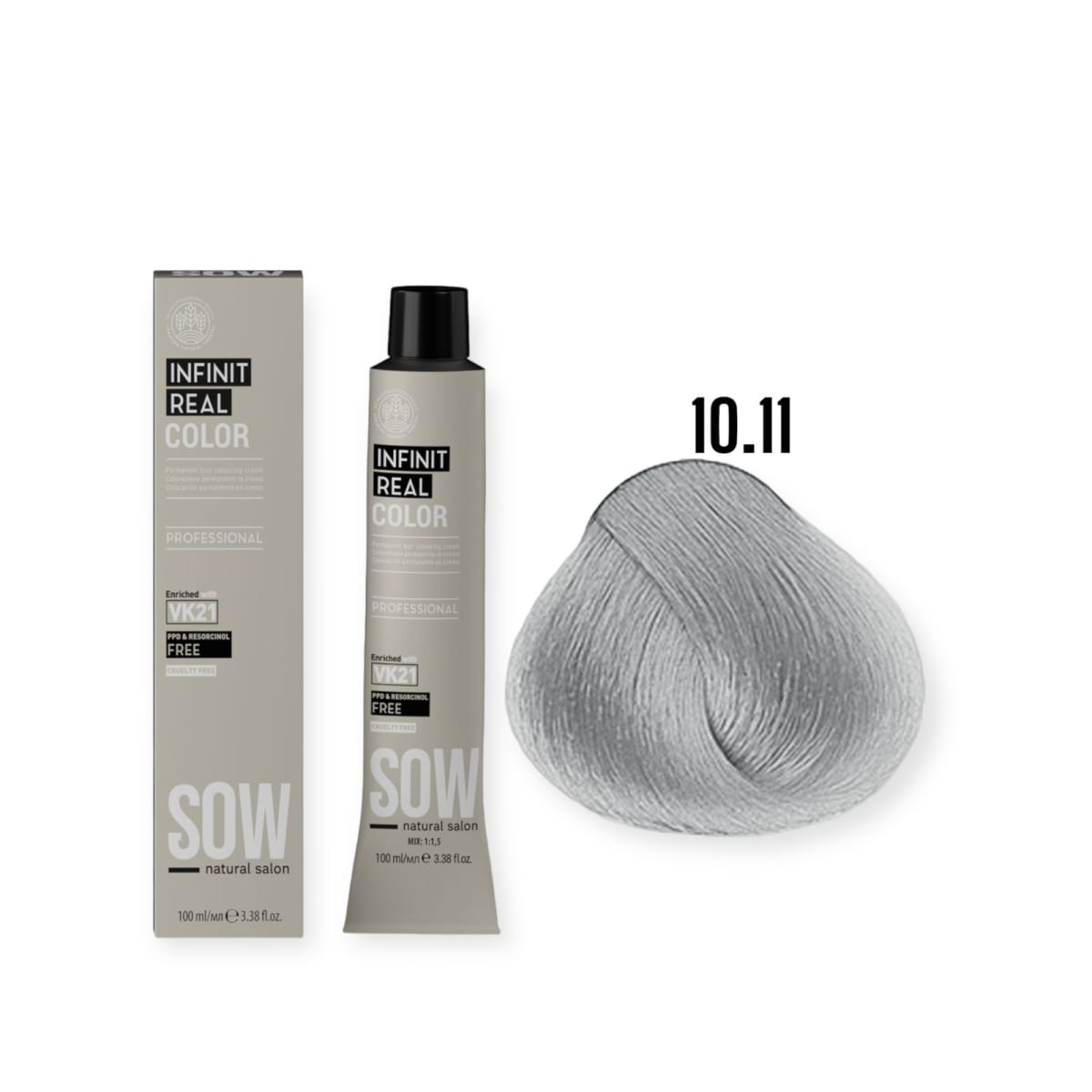 10.11 Rubio Platinado Ceniza Intenso Natural Luxe Color 100 Ml Sow ...
